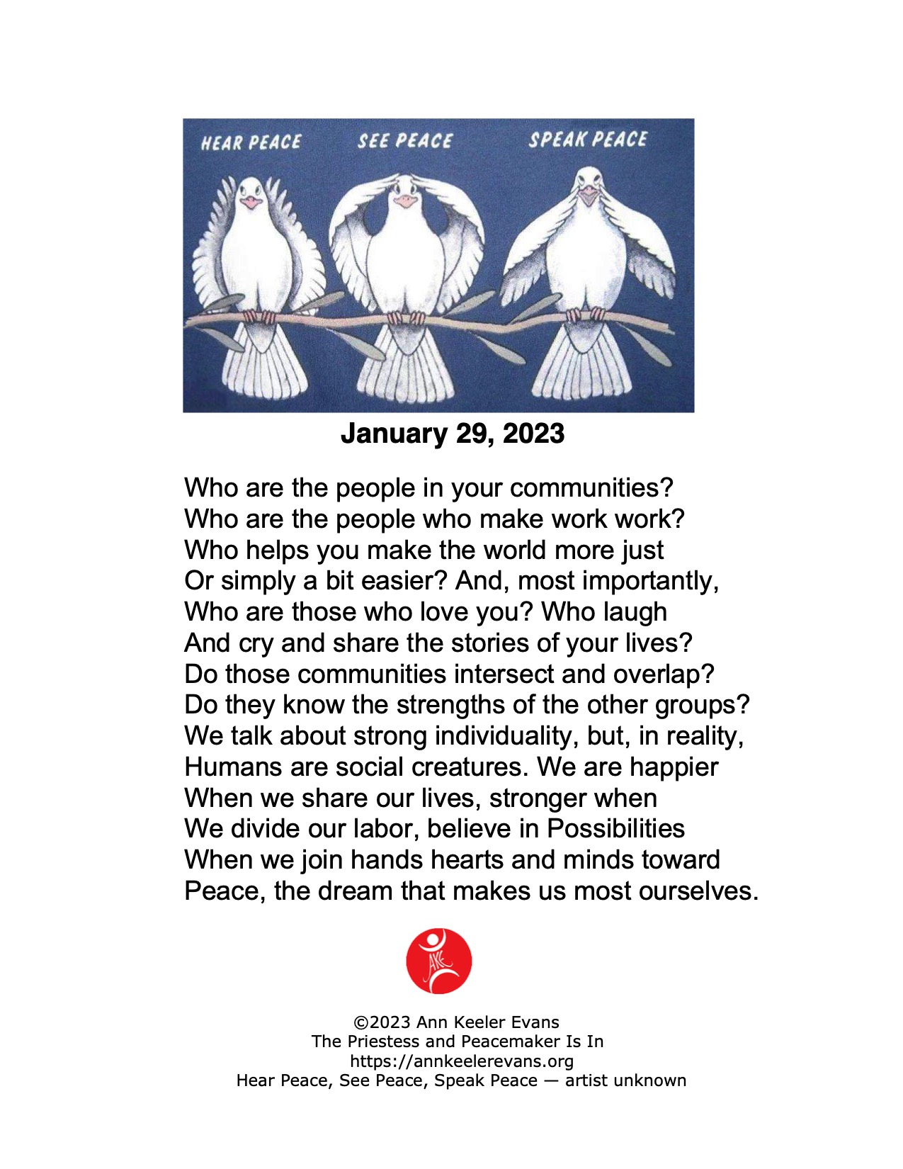 Peace And Community – Peacemaker Priestess